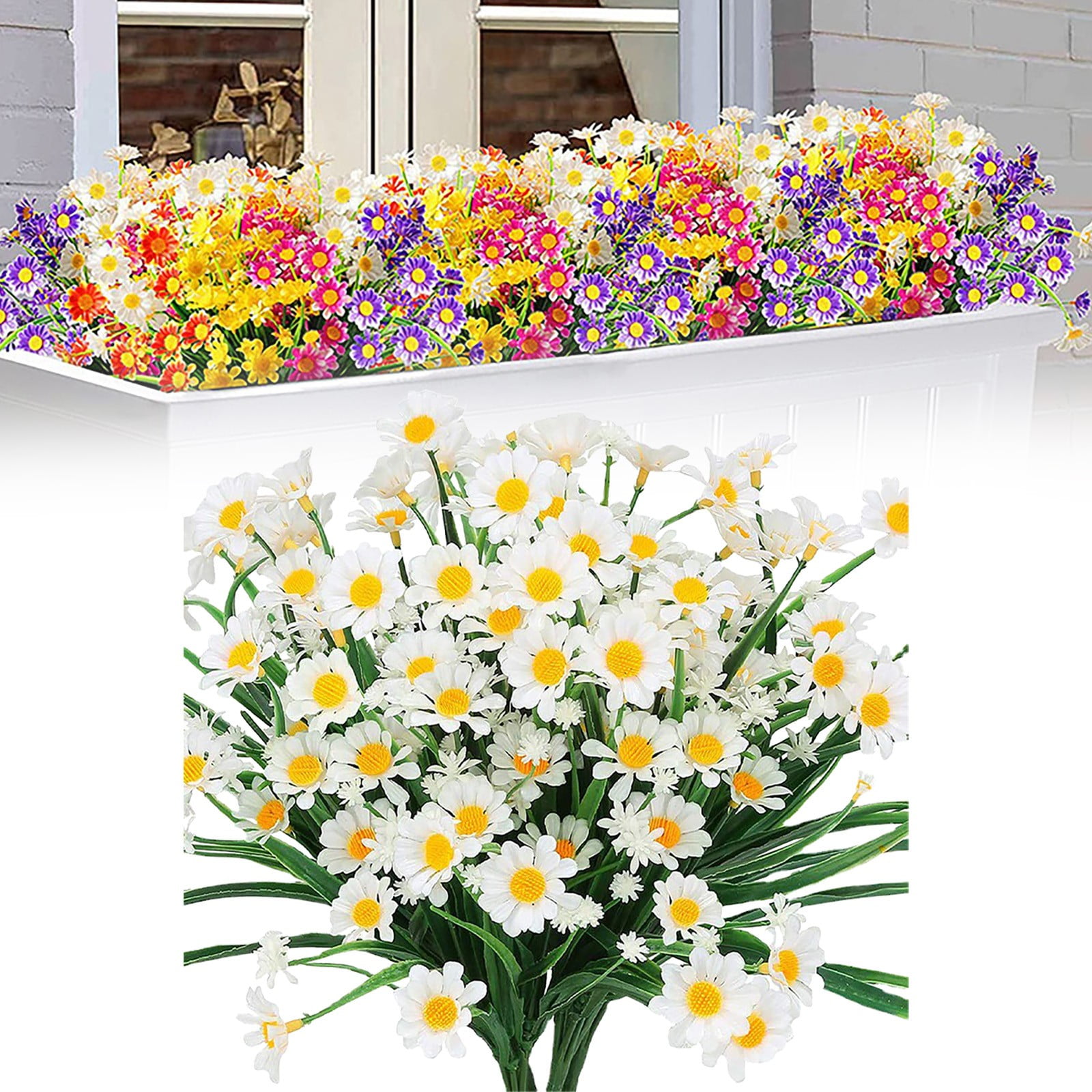 [Simulation Daisy White]-Outdoor Artificial Daisies Flowers Shrubs Faux ...