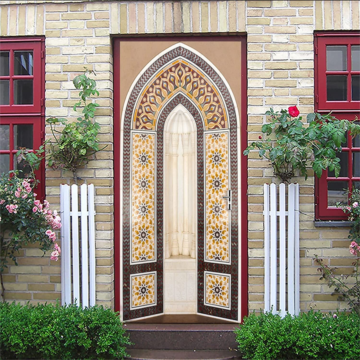 Simulation Door Door Sticker Dilapidated Iron Gate Door Decals Mural ...