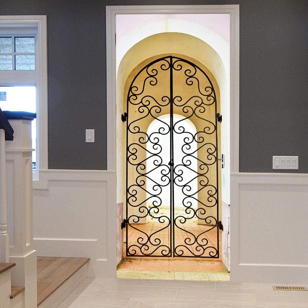 Simulation Door Door Sticker Dilapidated Iron Gate Door Decals Mural ...