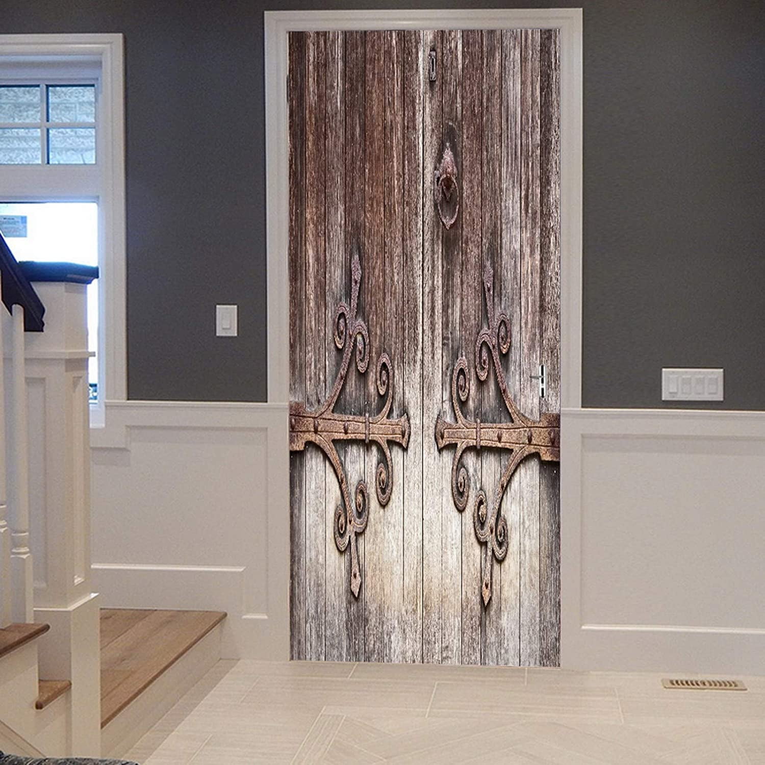 Simulation Door Door Sticker Dilapidated Iron Gate Door Decals Mural ...