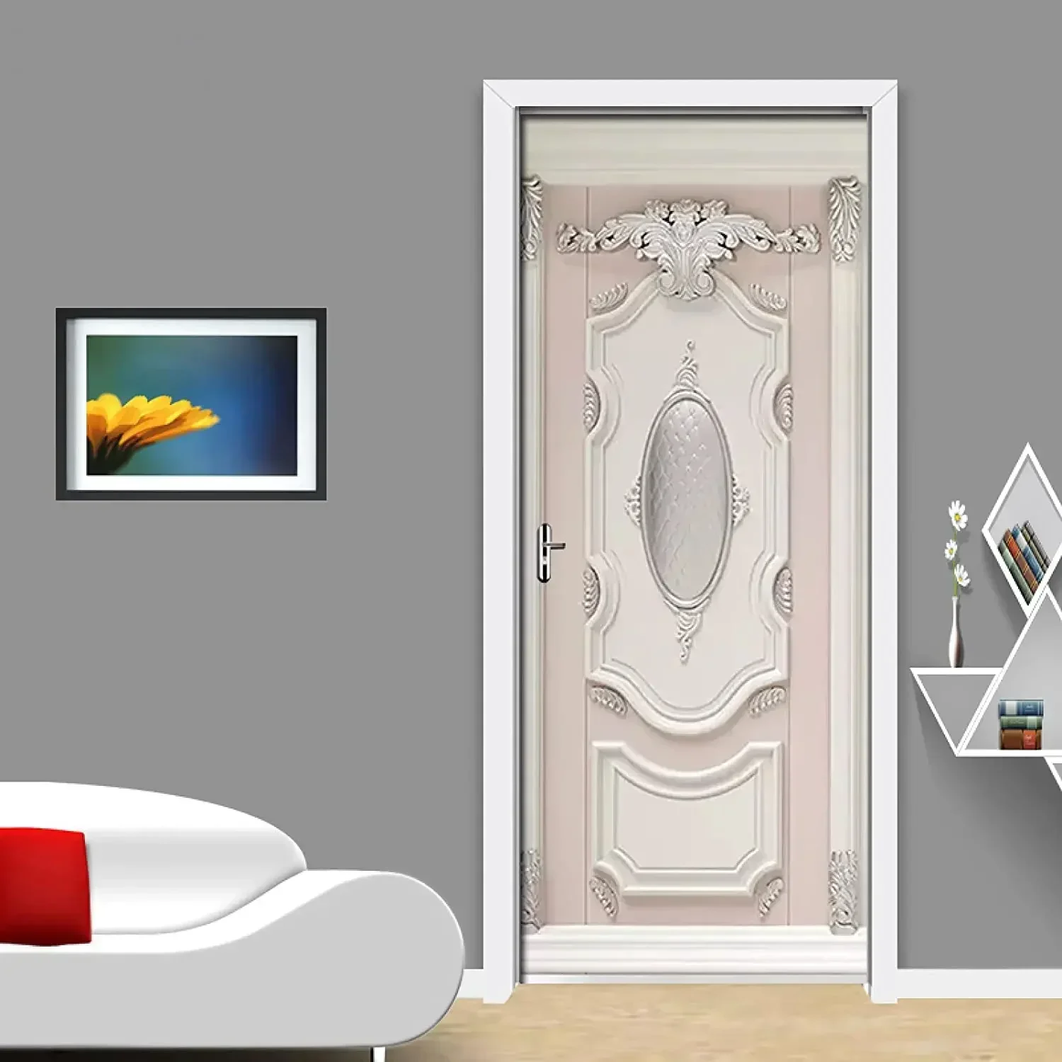 Simulation Door Sticker Dilapidated Iron Gate Decals Mural Removable 3D ...