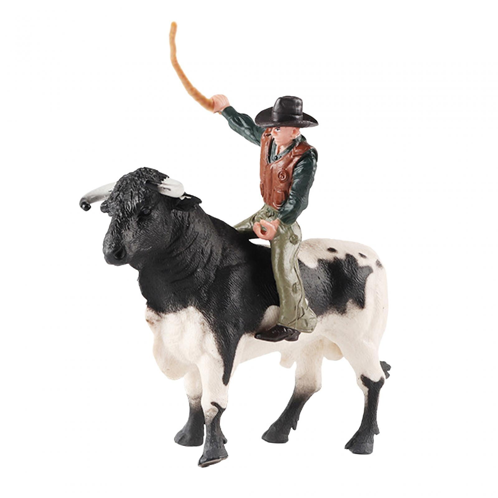 Simulation Farm Model Bull Riding Figurine Miniature Cattle Riding ...