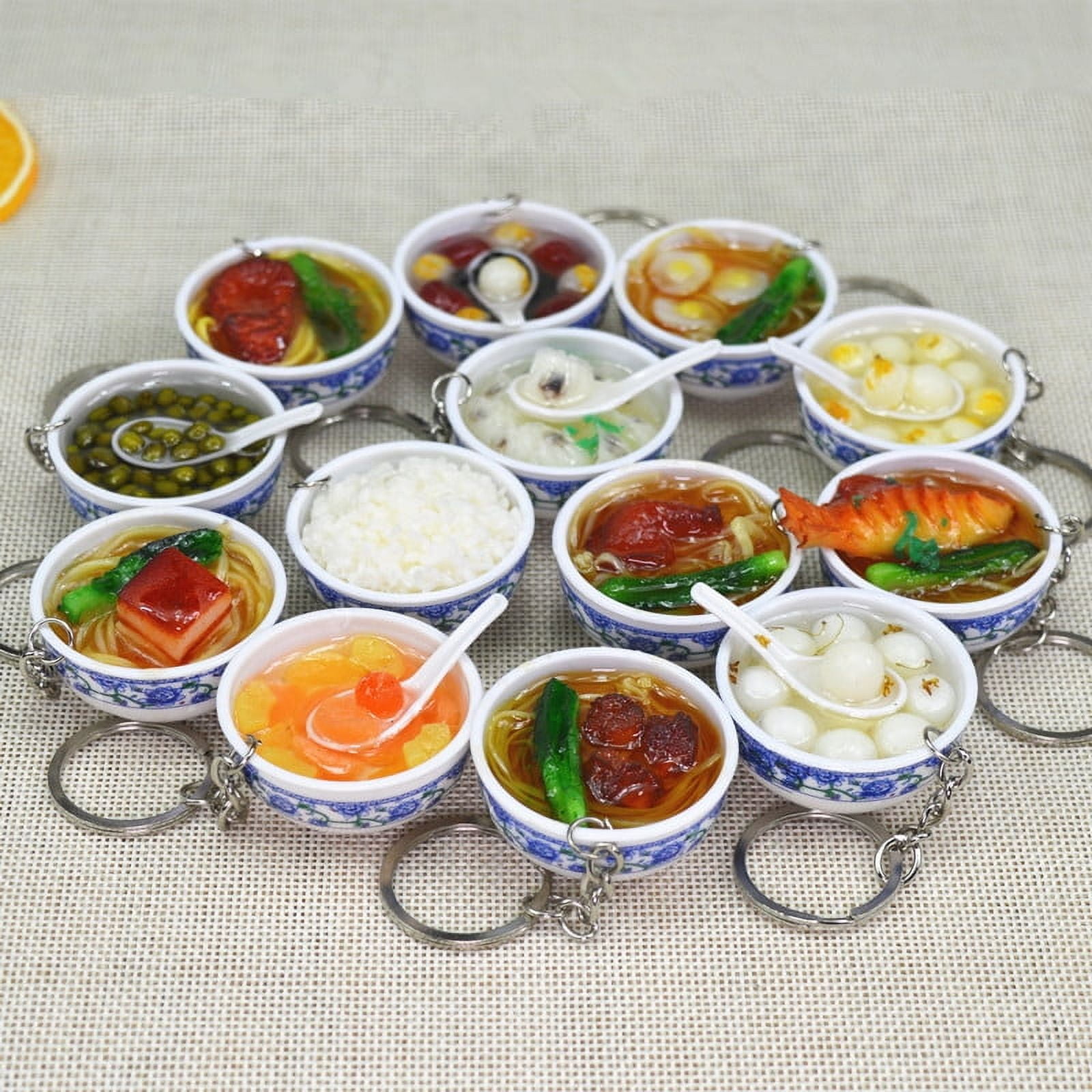 Simulation Food Keychain Large Bowl 4cm Bowl Model Blue and White ...