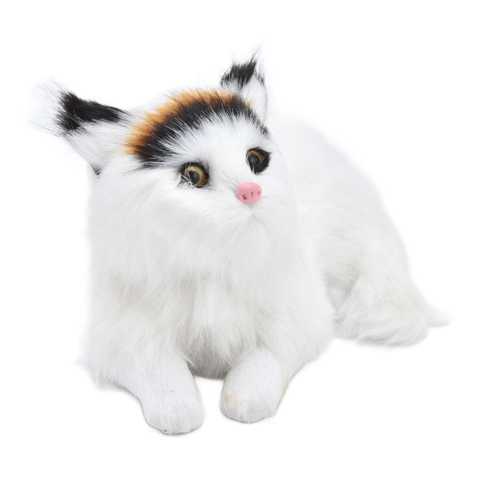 Simulation Furry Cat Figurine Realistic Lying Kitten Home Office Shelf ...