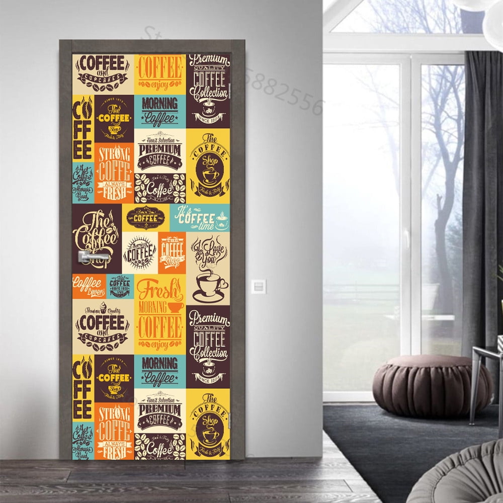 Simulation Gate Self adhesive Door Sticker Modern Abstract Decoration ...