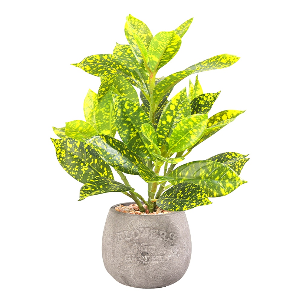 Simulation Green Plant Potted Cement Pot Simulation Flower Ornaments ...