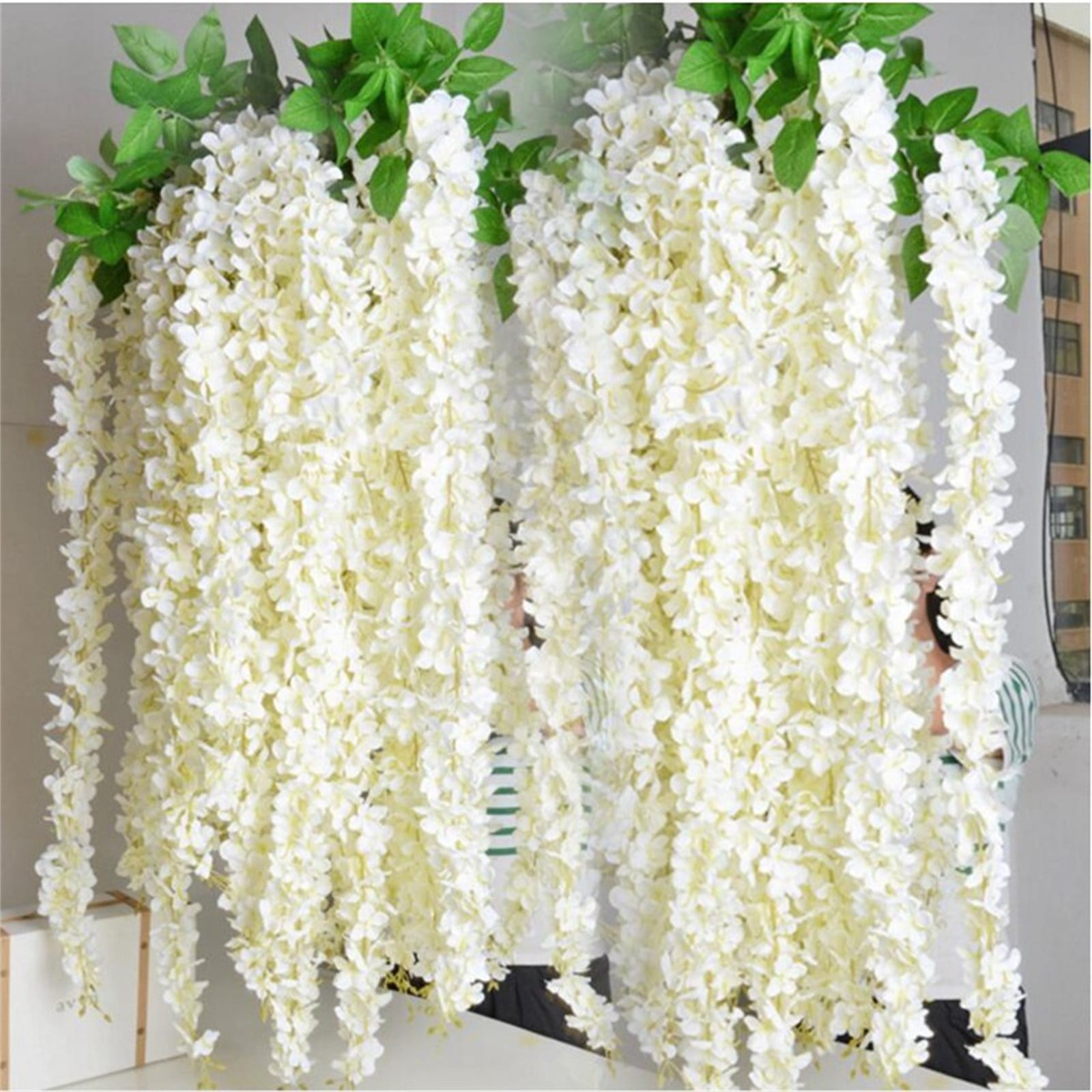 Simulation Hydrangea Rattan Wisteria Flower Decoration Flower String Home Ceiling Fake Flower ...
