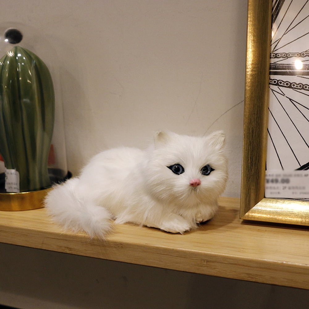 Simulation Kitten Decoration,Realistic Fluffy Cat Figurine Collectible ...