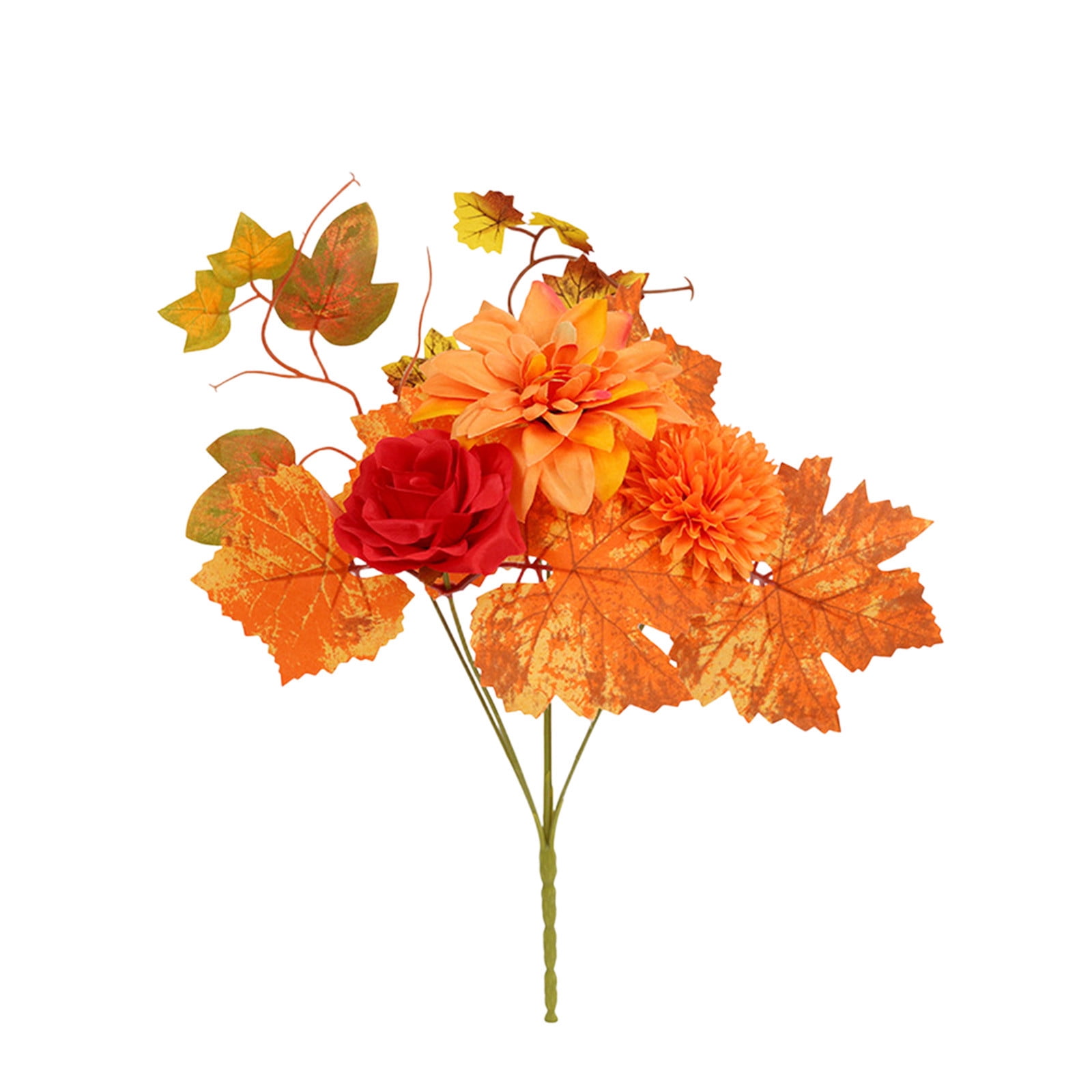 Simulation Maple Leaf Bunch Orange Fake Plants Artificial Foliage ...