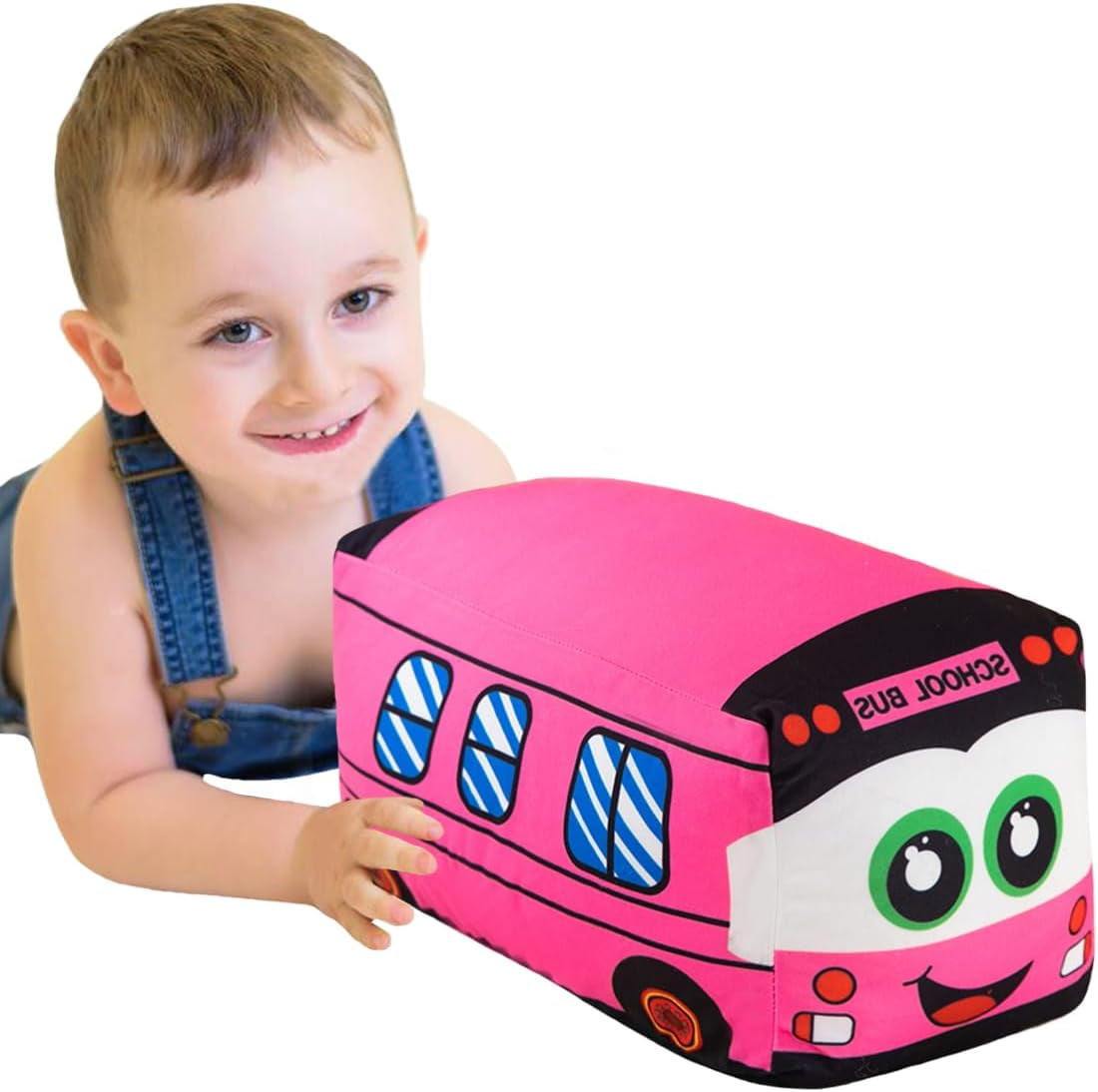 Simulation Pink School Bus Plush Toy Cute 3D School Car Stuffed Gifts ...
