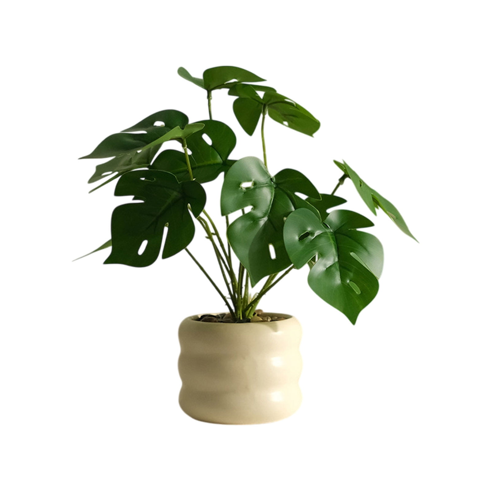 Simulation Plants Small Potted Bonsai Twelve Head Monstera Leaf For ...