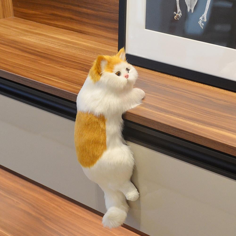 Simulation Plush Cat Statue Hanging Handicrafts Cat Crafts For Desk ...