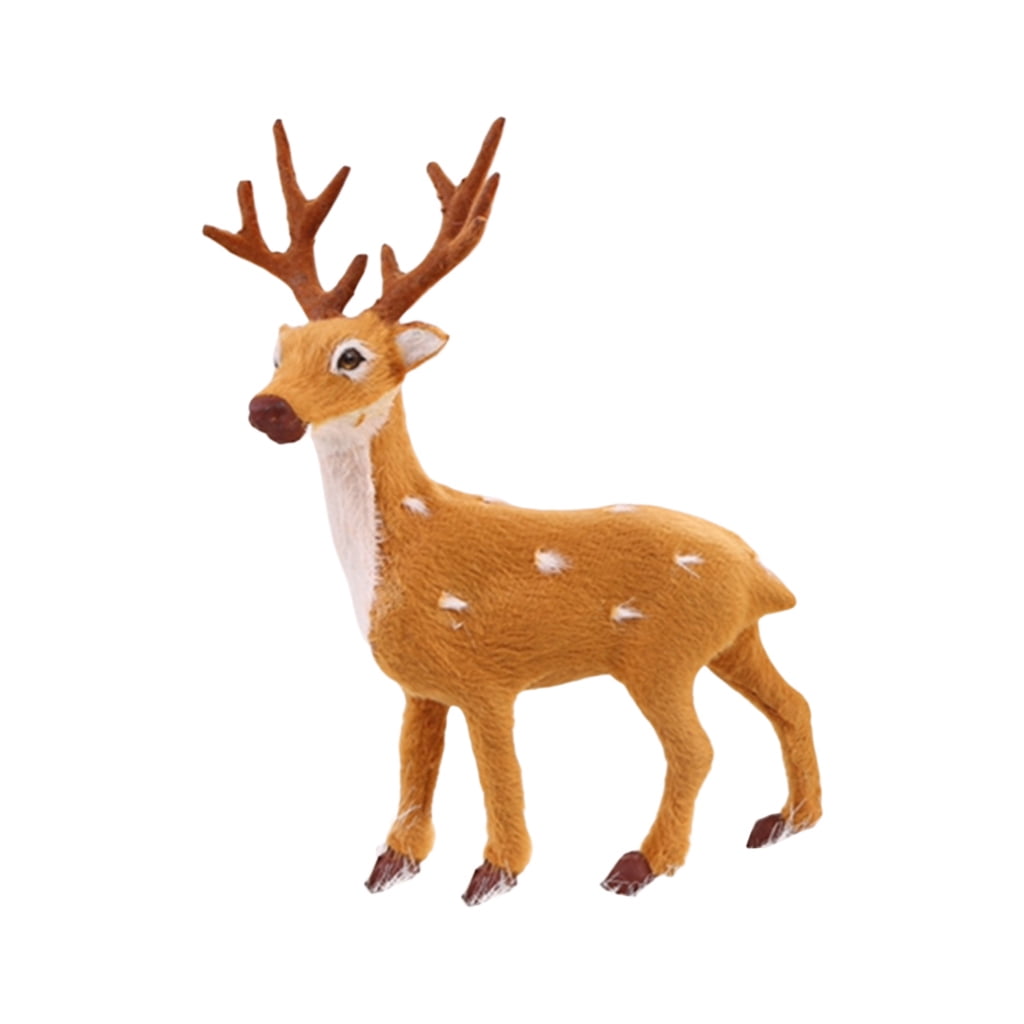 Simulation Plush Reindeer Standing Christmas Sika Deer Model Figurine ...