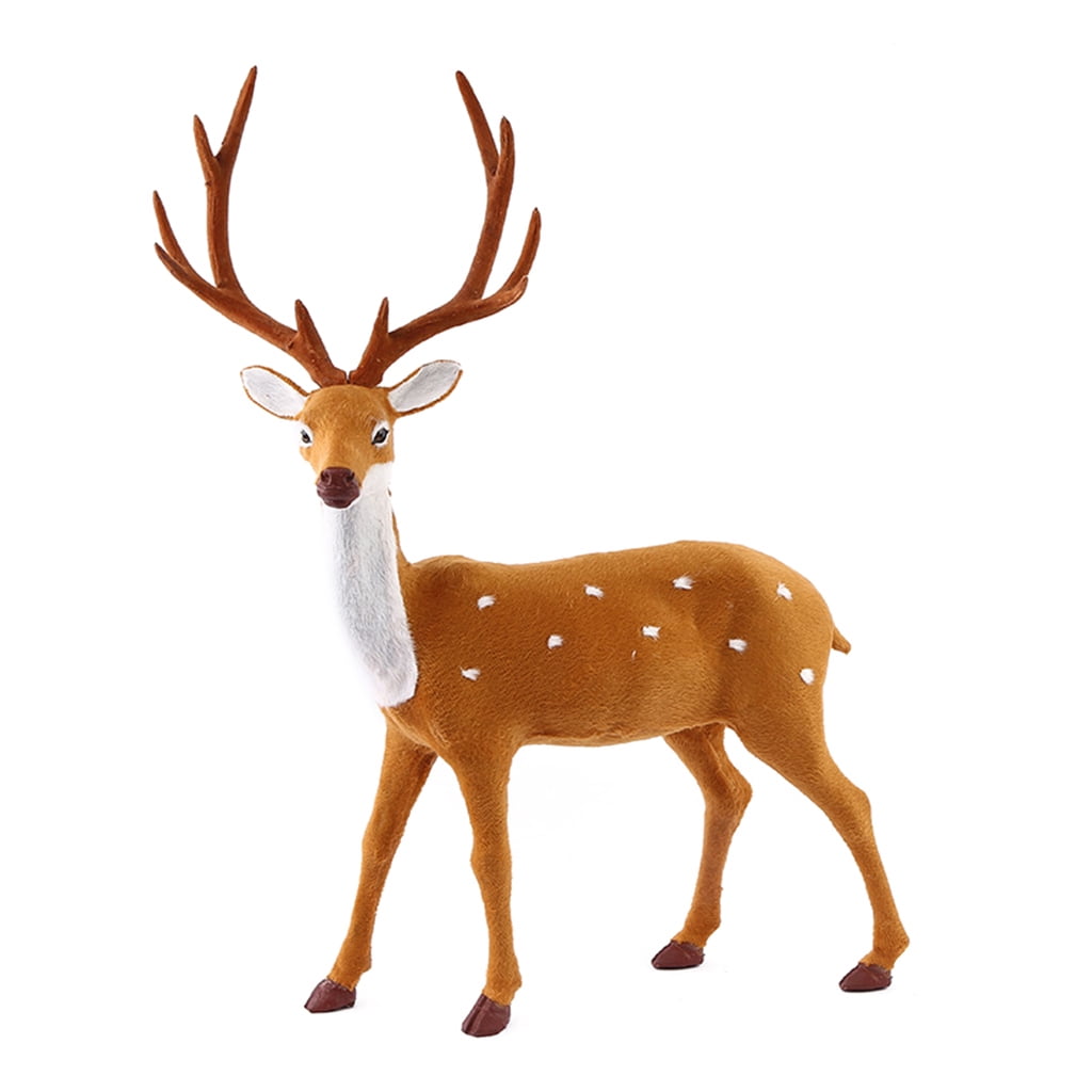 Simulation Plush Reindeer Standing Christmas Sika Deer Model Figurine ...