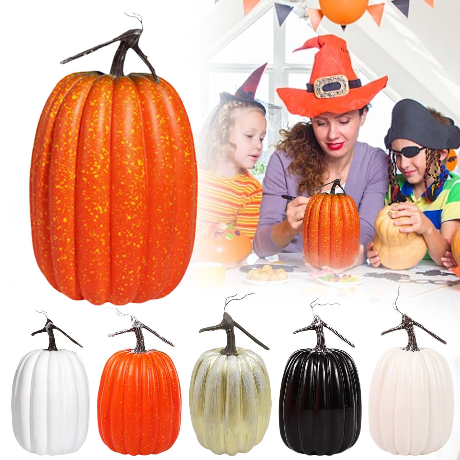Simulation Pumpkin Model Yellow, Pumpkin Decor Diy Paintable White ...