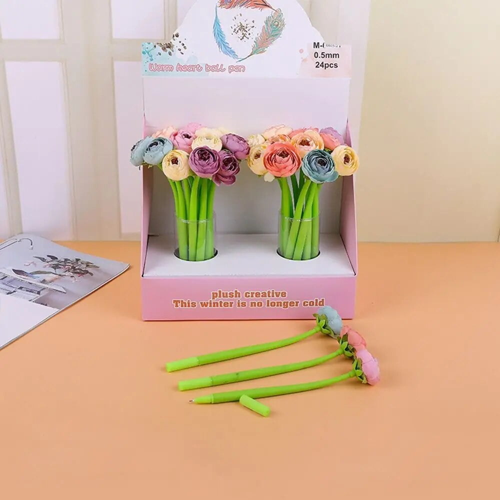Simulation Rose Flower Artificial Rose Pens Cute Neutral Gel Pen ...