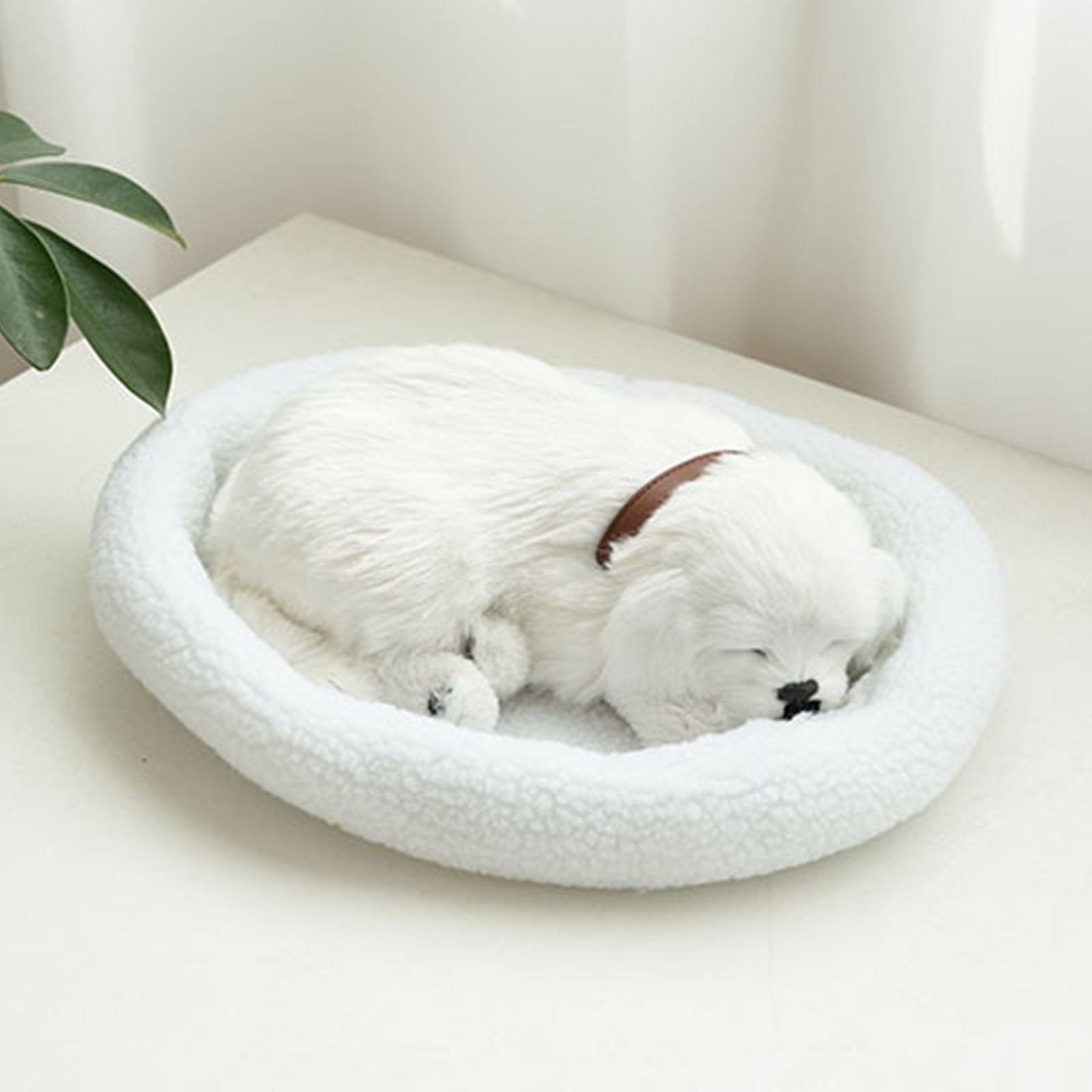 Simulation Sleeping Breathing Dog Toy Realistic With Cloth Mat Soft