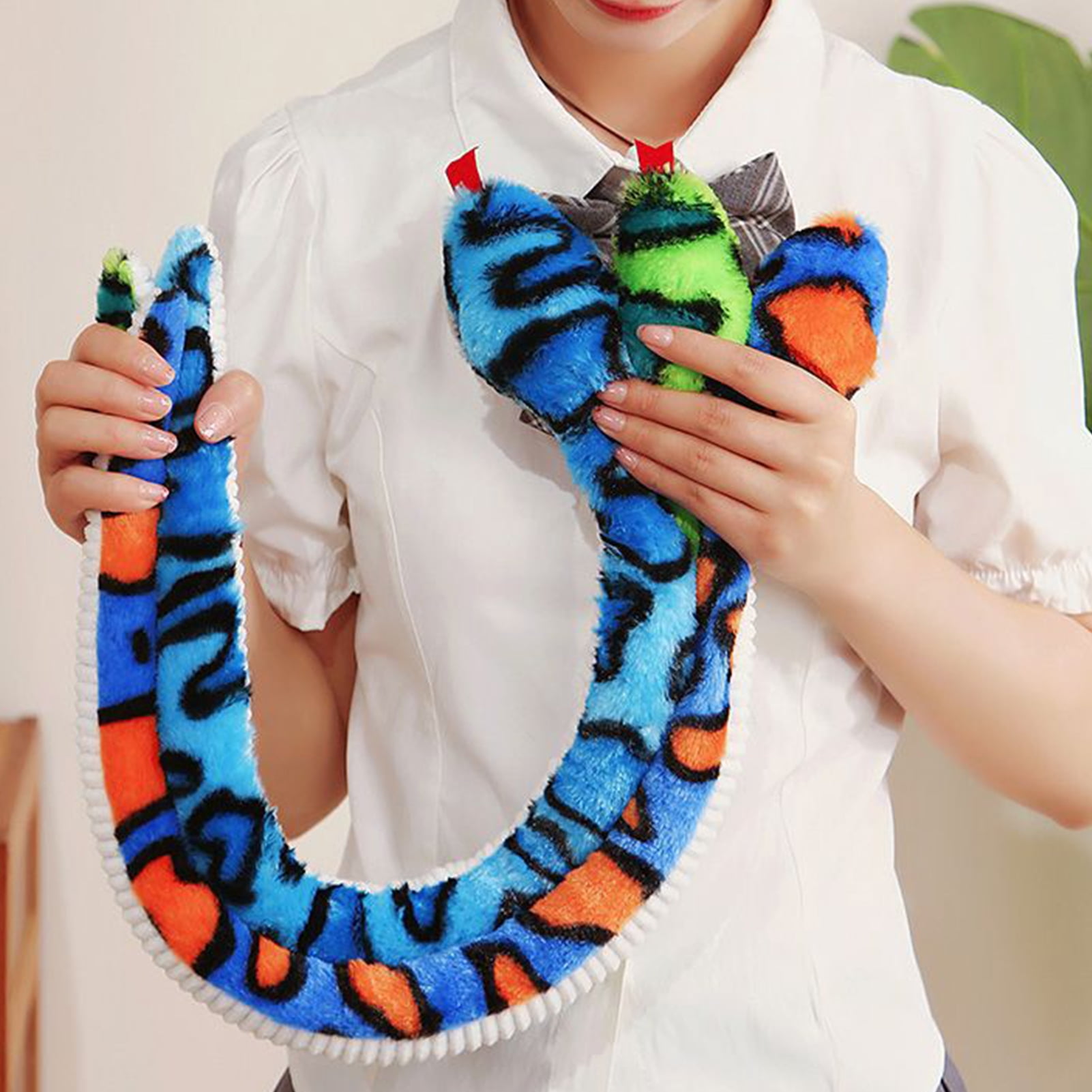 Simulation Snake Plush Toy Soft Stuffed Animal Doll Fluffy Cute Spotted ...