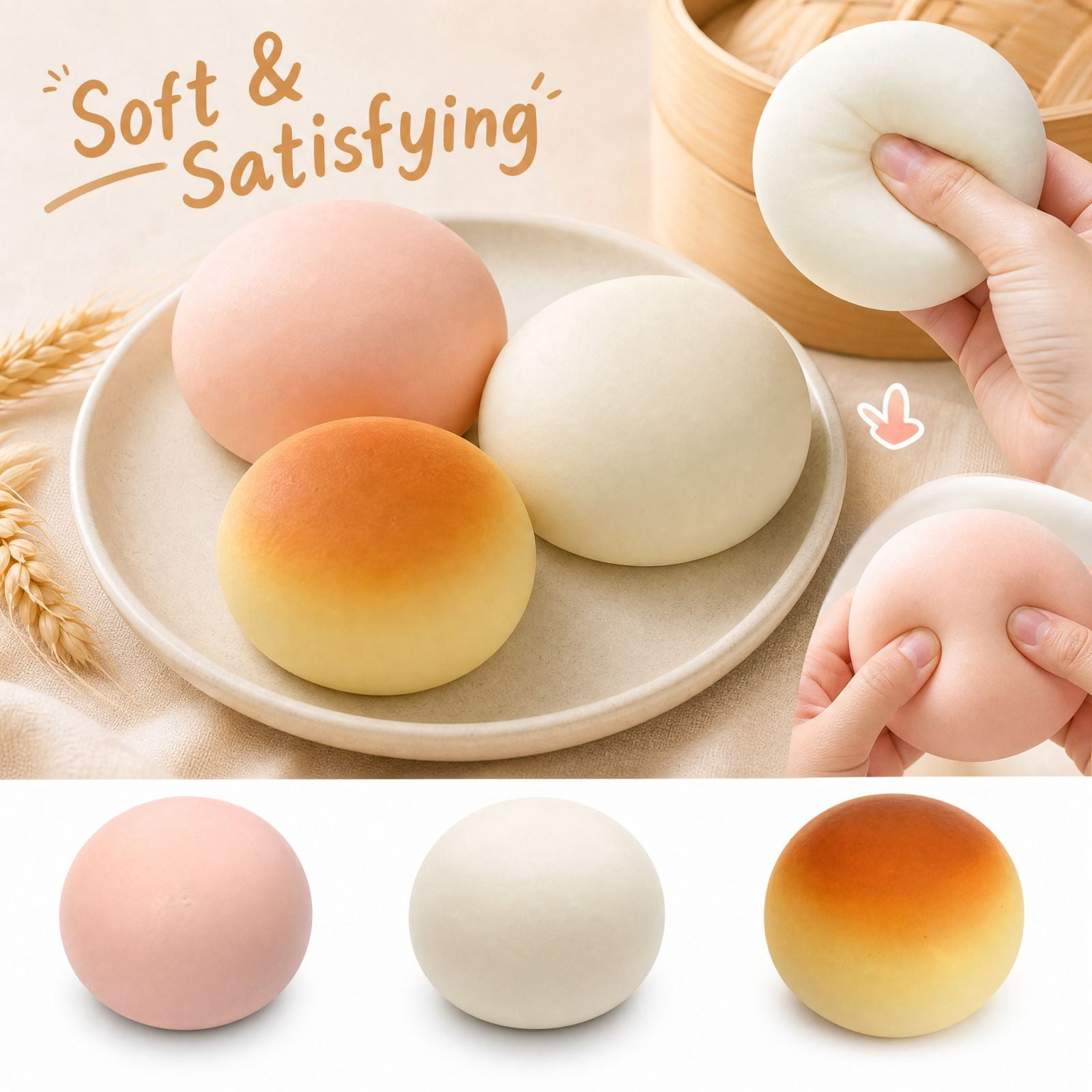 Simulation Steamed Stuffed Bun, Cute Slow Rising Mantou Squishy, Soft ...