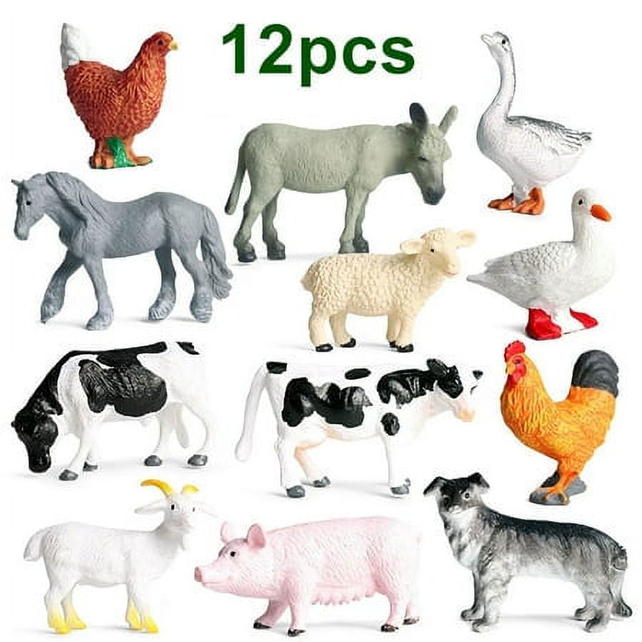 Simulation Toy, 12Pcs/Set Small Farm Animals Figures, Realistic Plastic ...