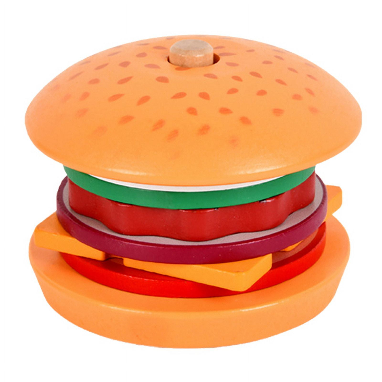 Simulation Wooden Pretend Hamburger Educational Food Cut and Assemble ...