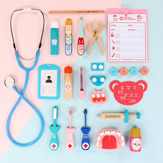 Simulation Wooden Teeth Medical Kit Tools Pretend Play Doctor Dentist ...