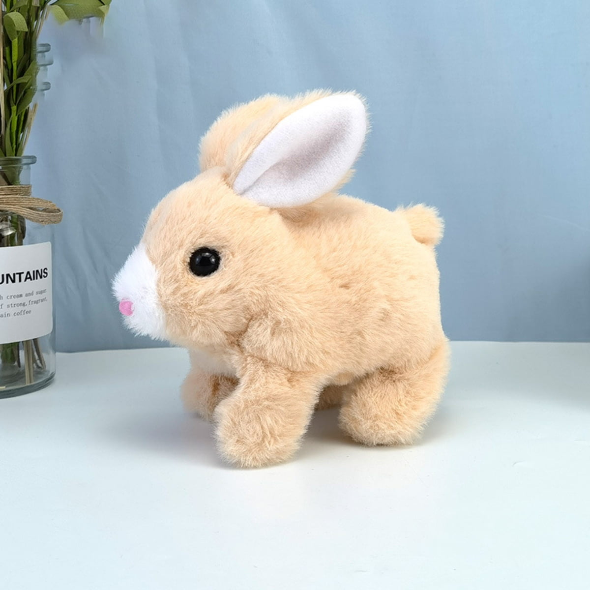 Simulation plush electric small white rabbit pet long hair rabbit ...