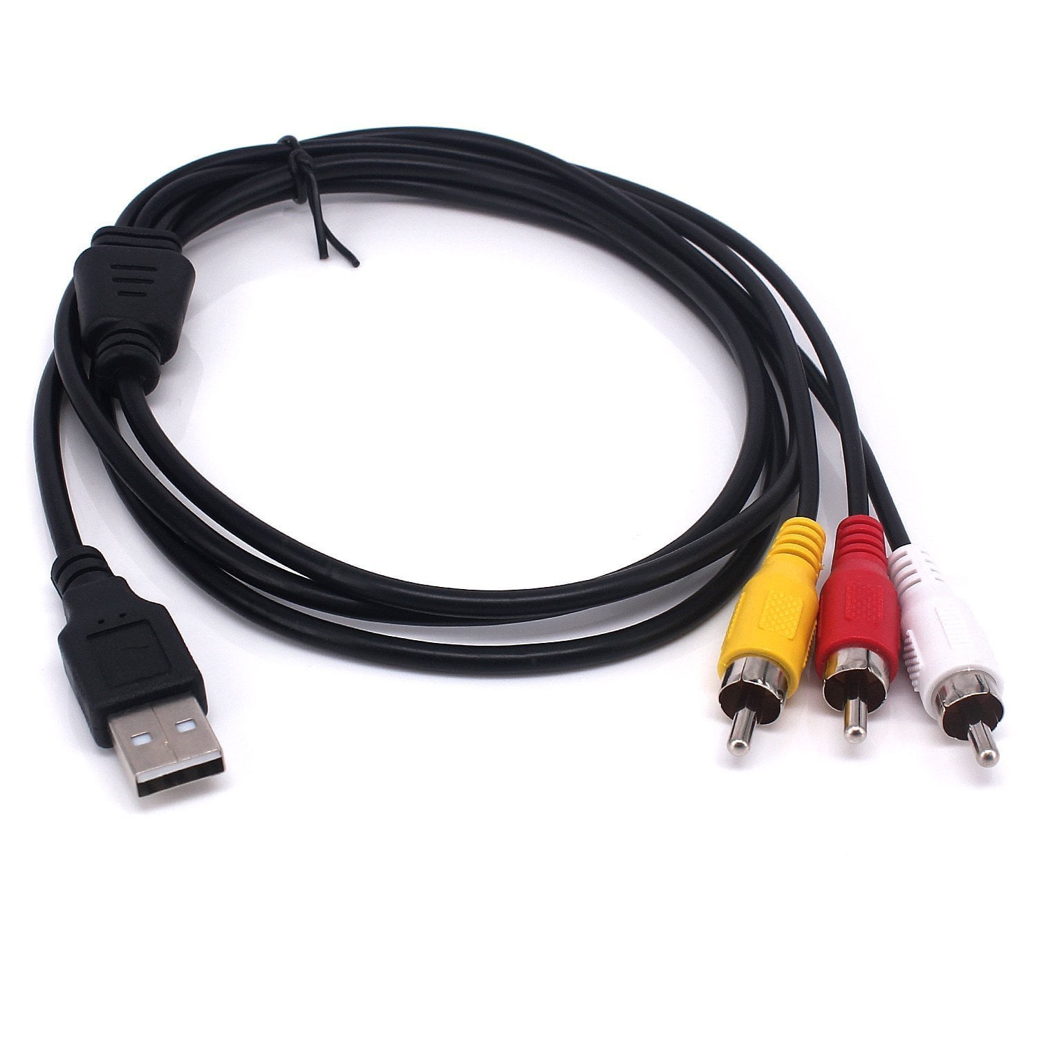 Simyoung USB to 3 RCA Male Adapter AV Cable, Black, 1.5M 5FT Long ...