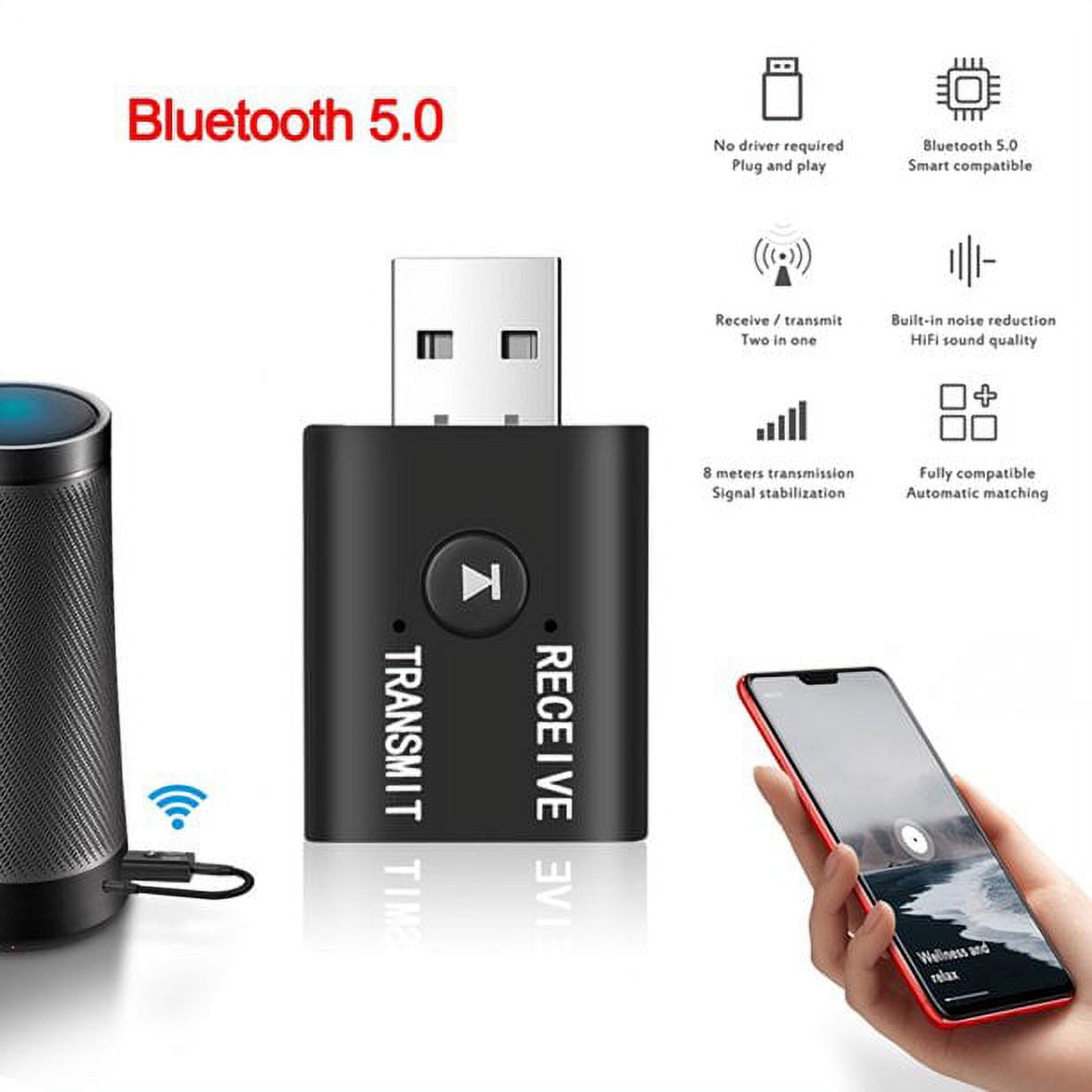 Simyoung 2-in-1 Bluetooh 5.0 Audio Receiver Computer TV Portable ...