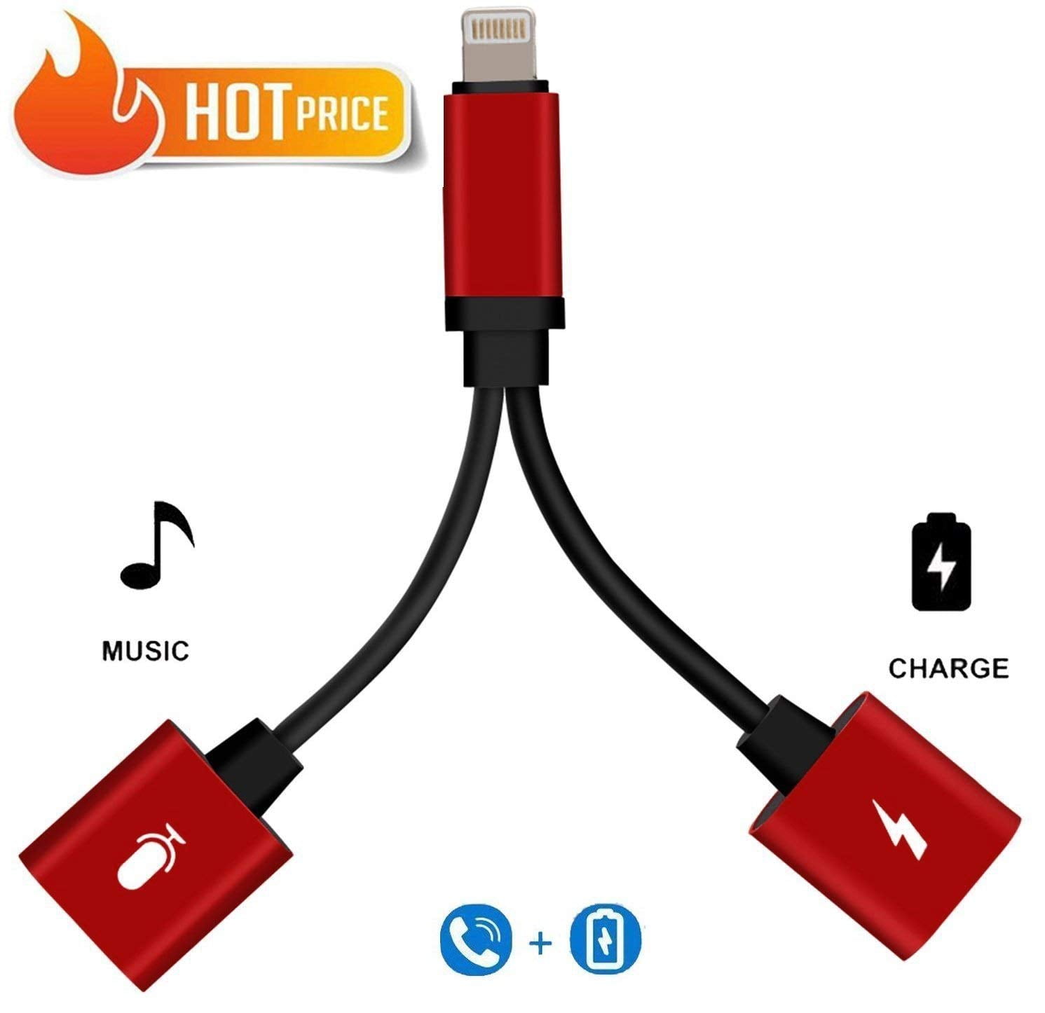 Simyoung 2-in-1 Dual Lighting Headphone Audio and Charge Adapter ...