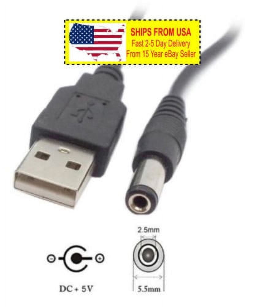 Simyoung 3.3FT 5V DC USB Male to 5.5mm x 2.5mm Barrel Jack Adapter ...