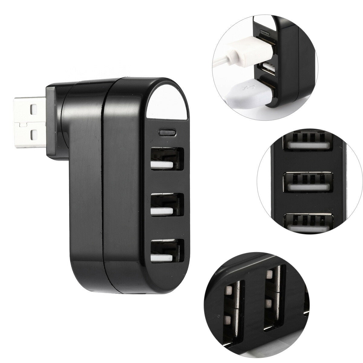 Simyoung 3 Port USB 2.0 Mini Rotate 360° Splitter Adapter Hub for PC ...