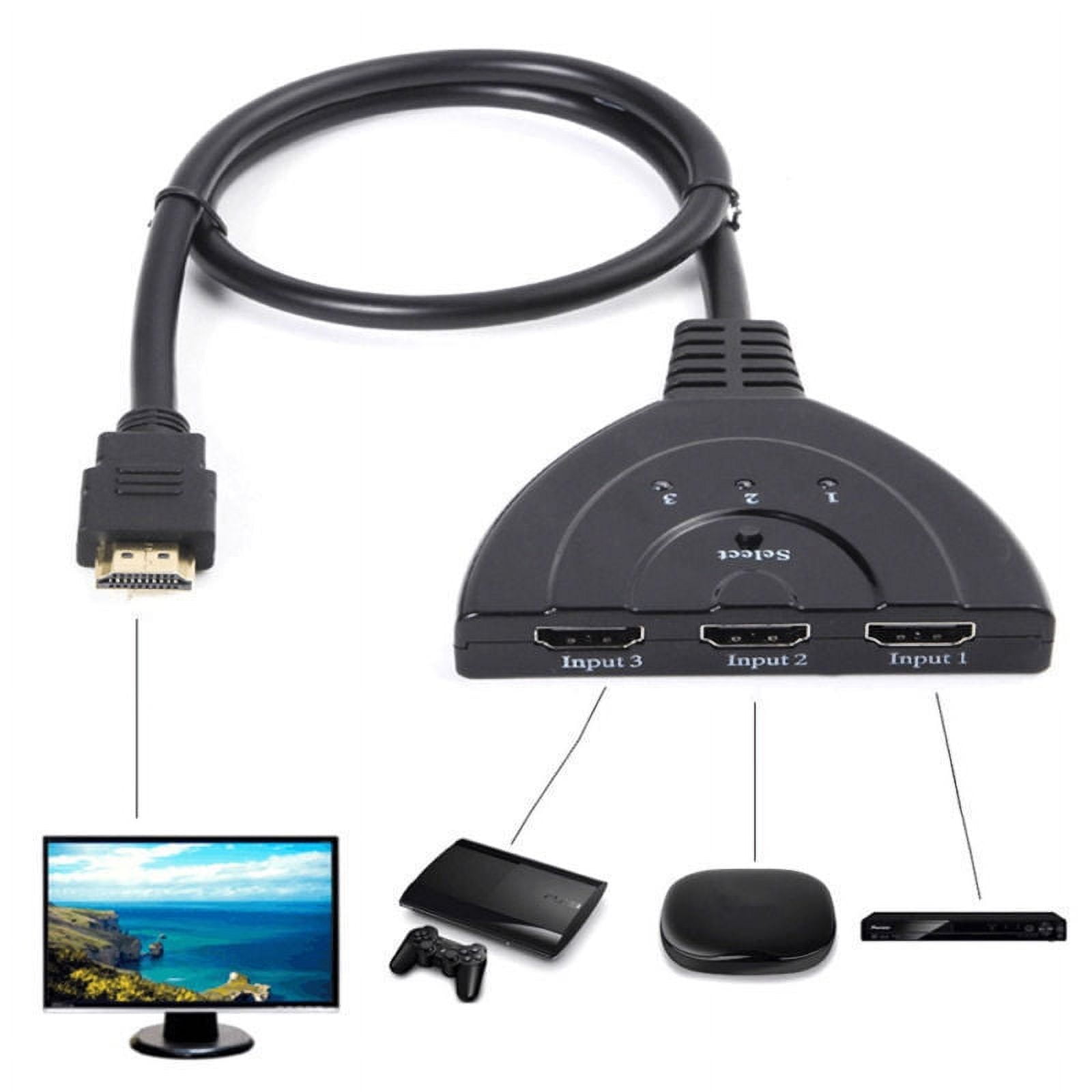 Simyoung HDMI Switch, 3 Port 1080P Splitter with 1.5ft Cable, Automatic ...