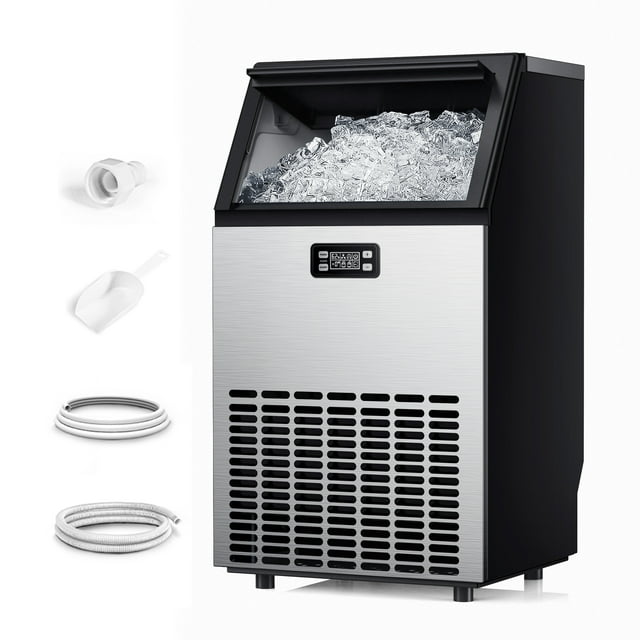 SIMZLIFE Commercial Ice Maker Machine, Stainless Steel, 100lbs/24H ...