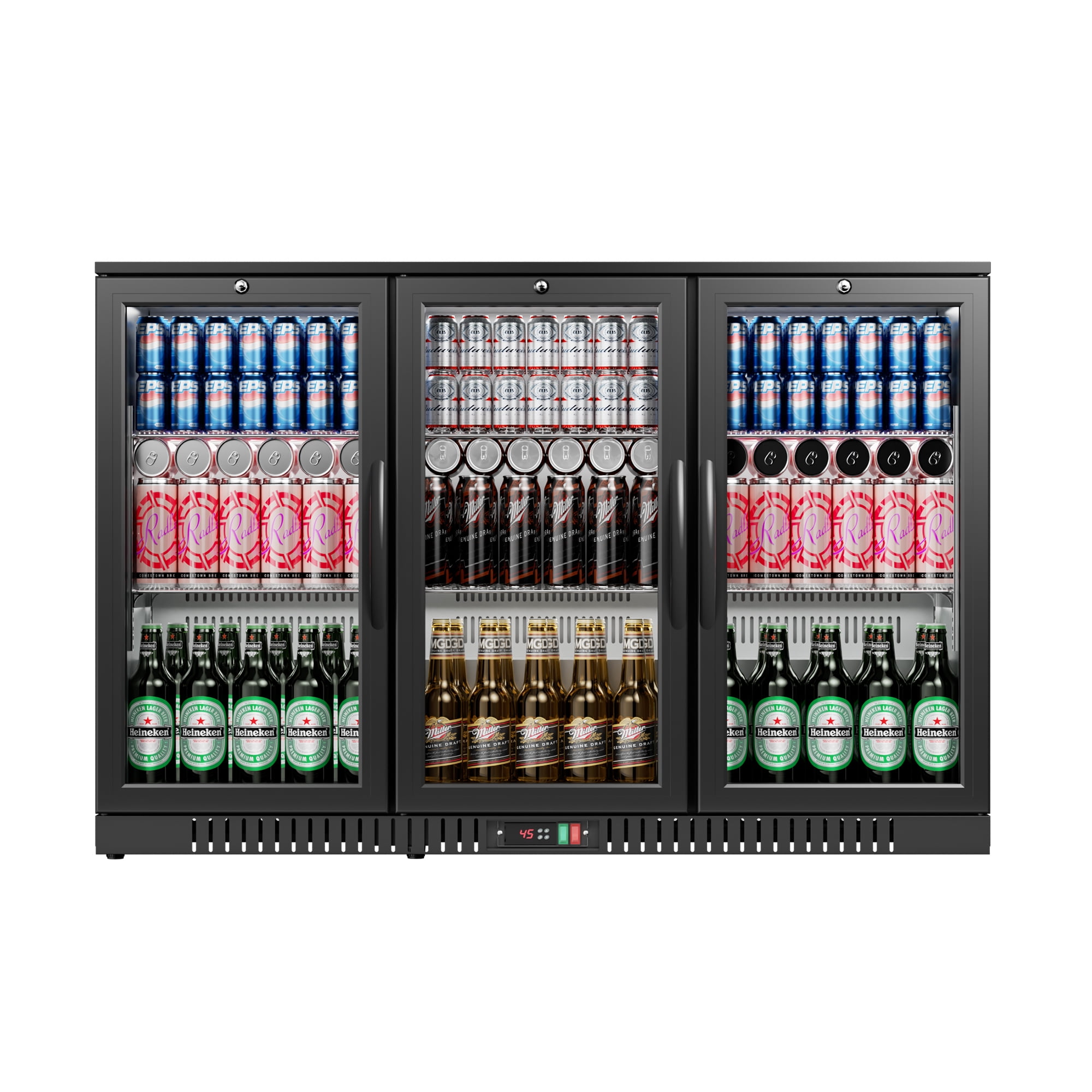 Simzlife 11.4 Cu.Ft Back Bar Cooler With 3 Glass Doors, 53" Counter ...