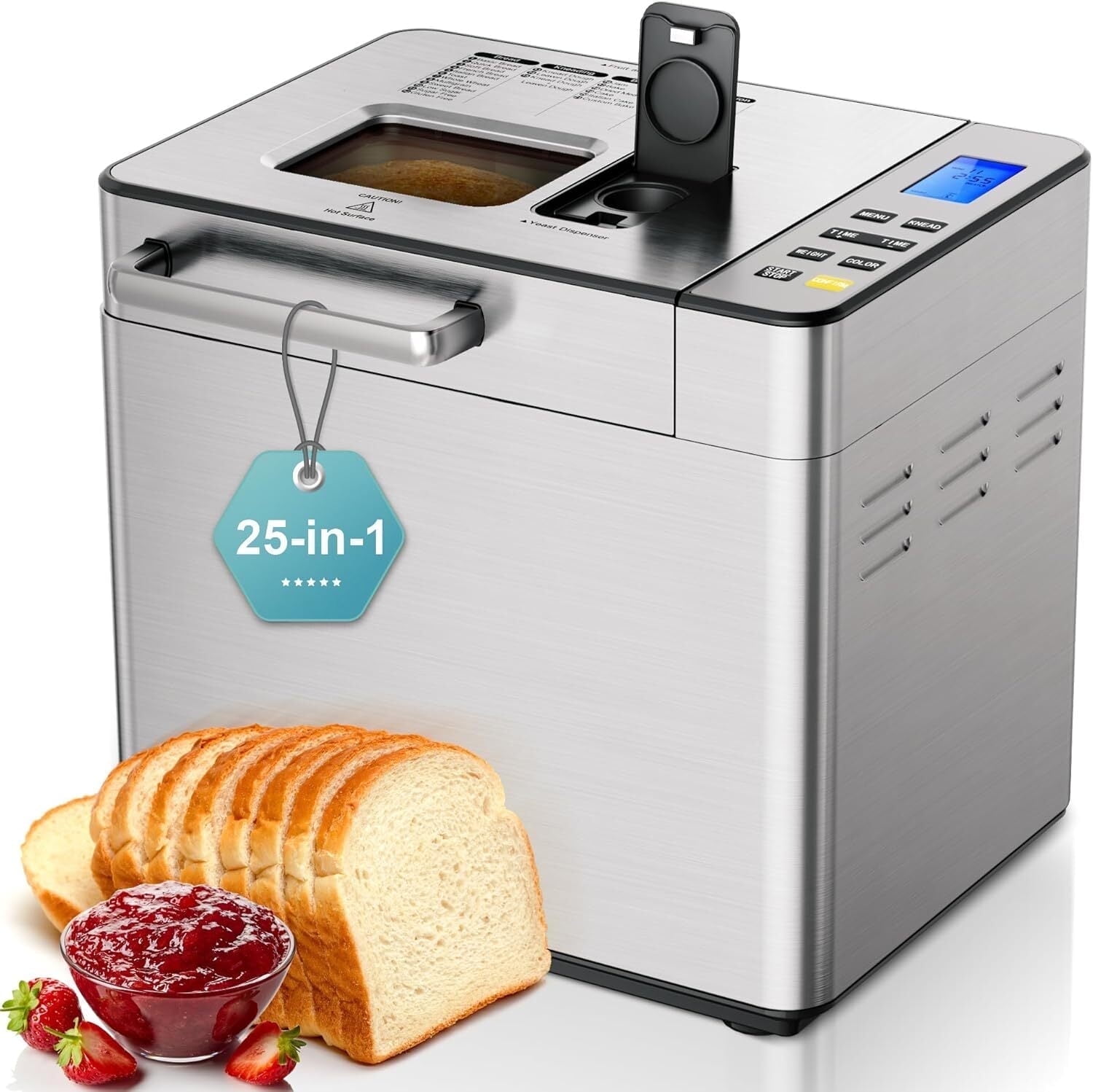 Simzlife 25-in-1 Bread Maker, 2LB Dough & Bread Maker Machine with Auto ...