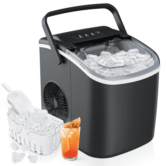Simzlife Portable Compact Home Ice Maker Machine, 26 lbs/24H, 9 Bullet ...