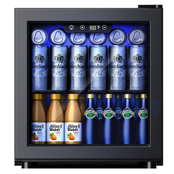 SIMZLIFE Mini Beverage Refrigerator, 55 Cans Capacity, Glass Door ...