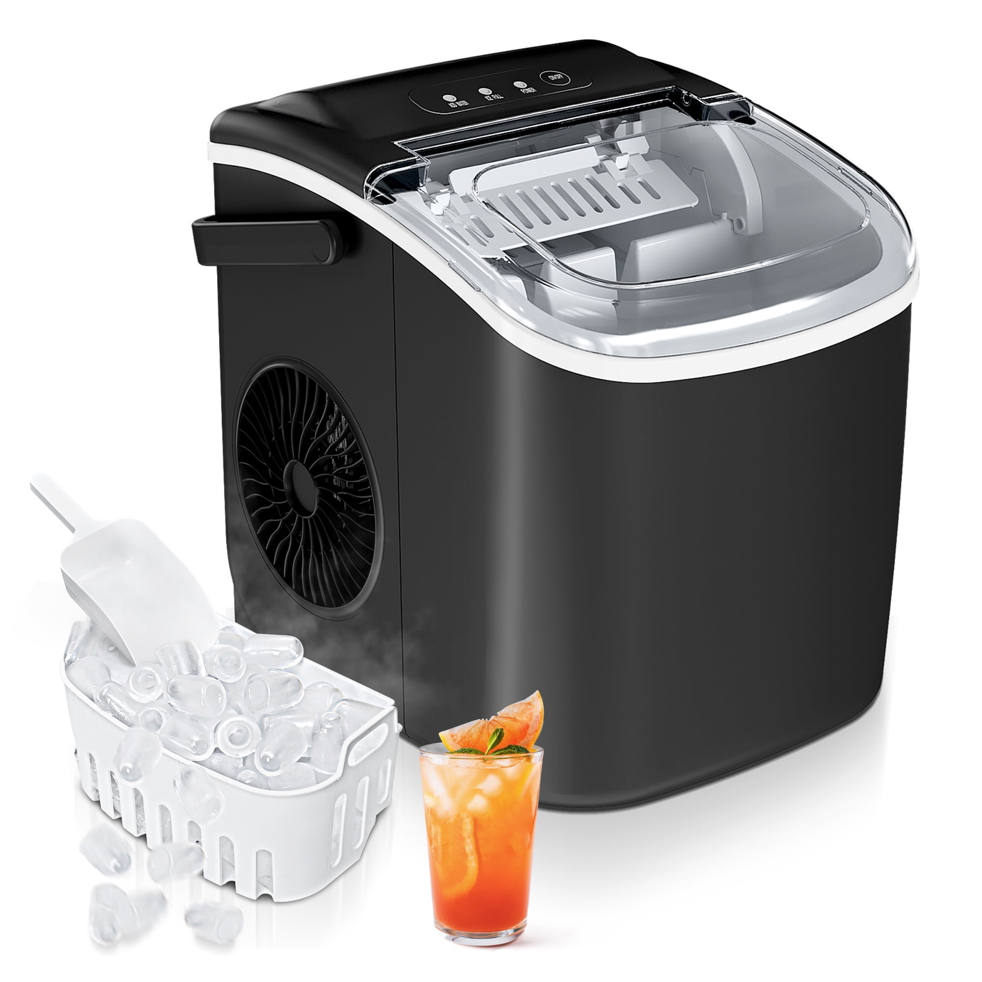 Simzlife Countertop Ice Maker with Handle, 9 bullet ice in 6 Mins ...