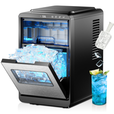 EUHOMY Crescent Countertop Ice Maker, 1500 Cubes/Day, Dual-Side Tech ...