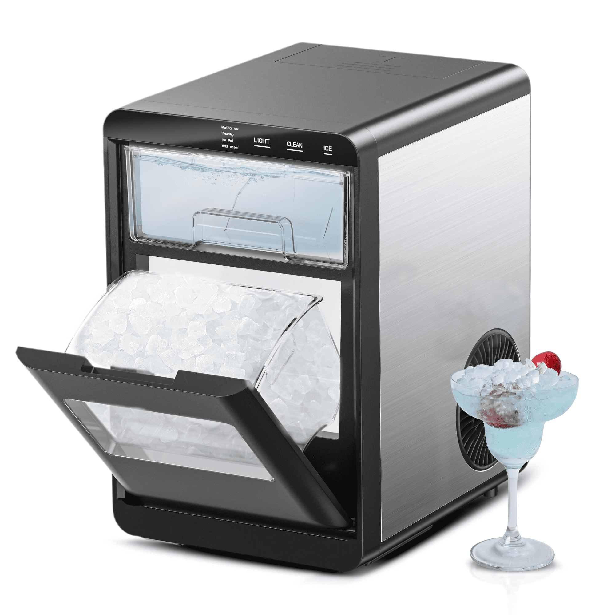 Simzlife Nugget Ice Maker Countertop 44lbs 24h Self Cleaning Soft