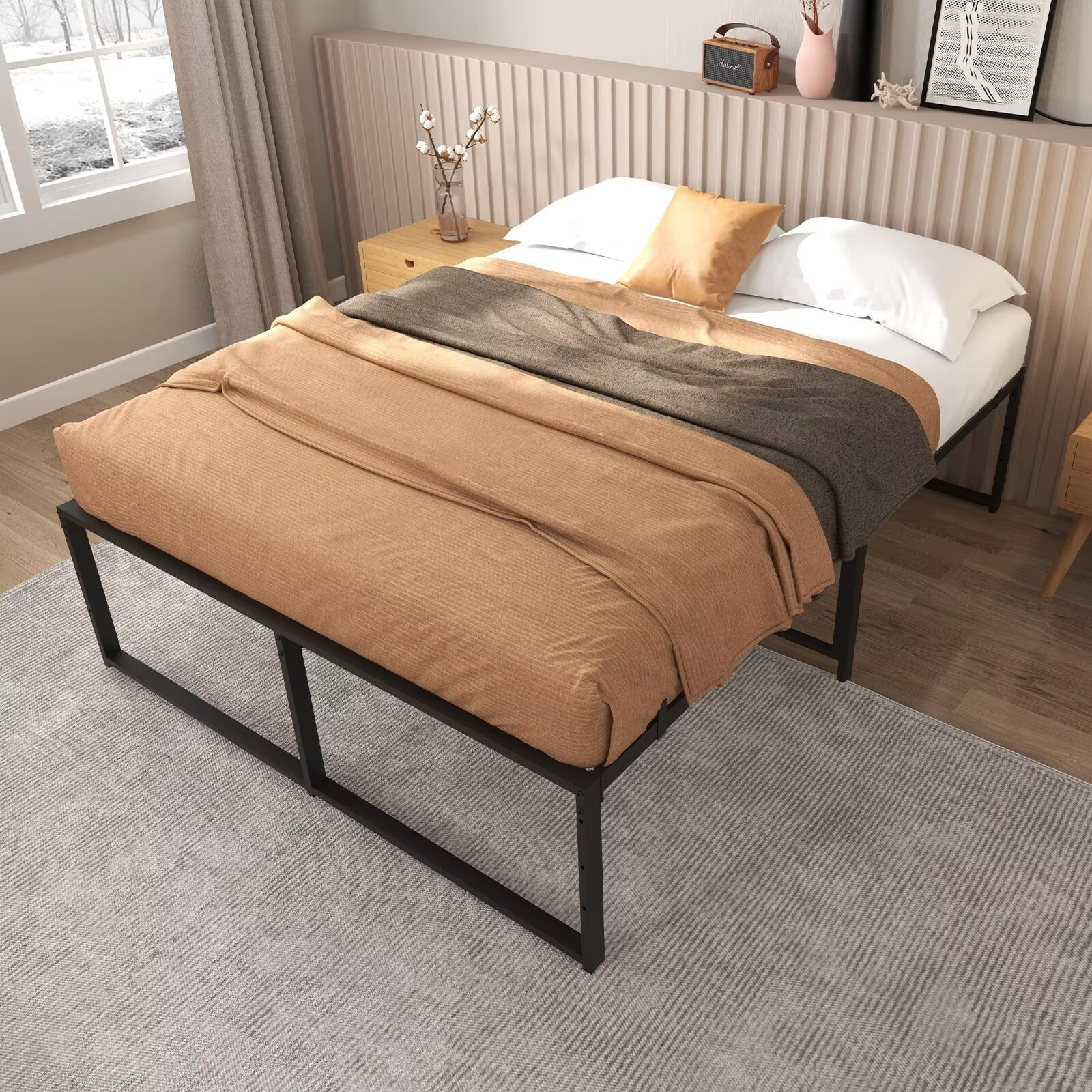 Simzone 13 inch Metal Platform Bed Frame Full Size with Storage Space ...