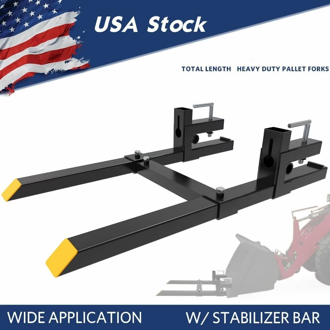 Simzone 60"L 1500lb Clamp On Tractor Bucket Forks with Adjustable ...