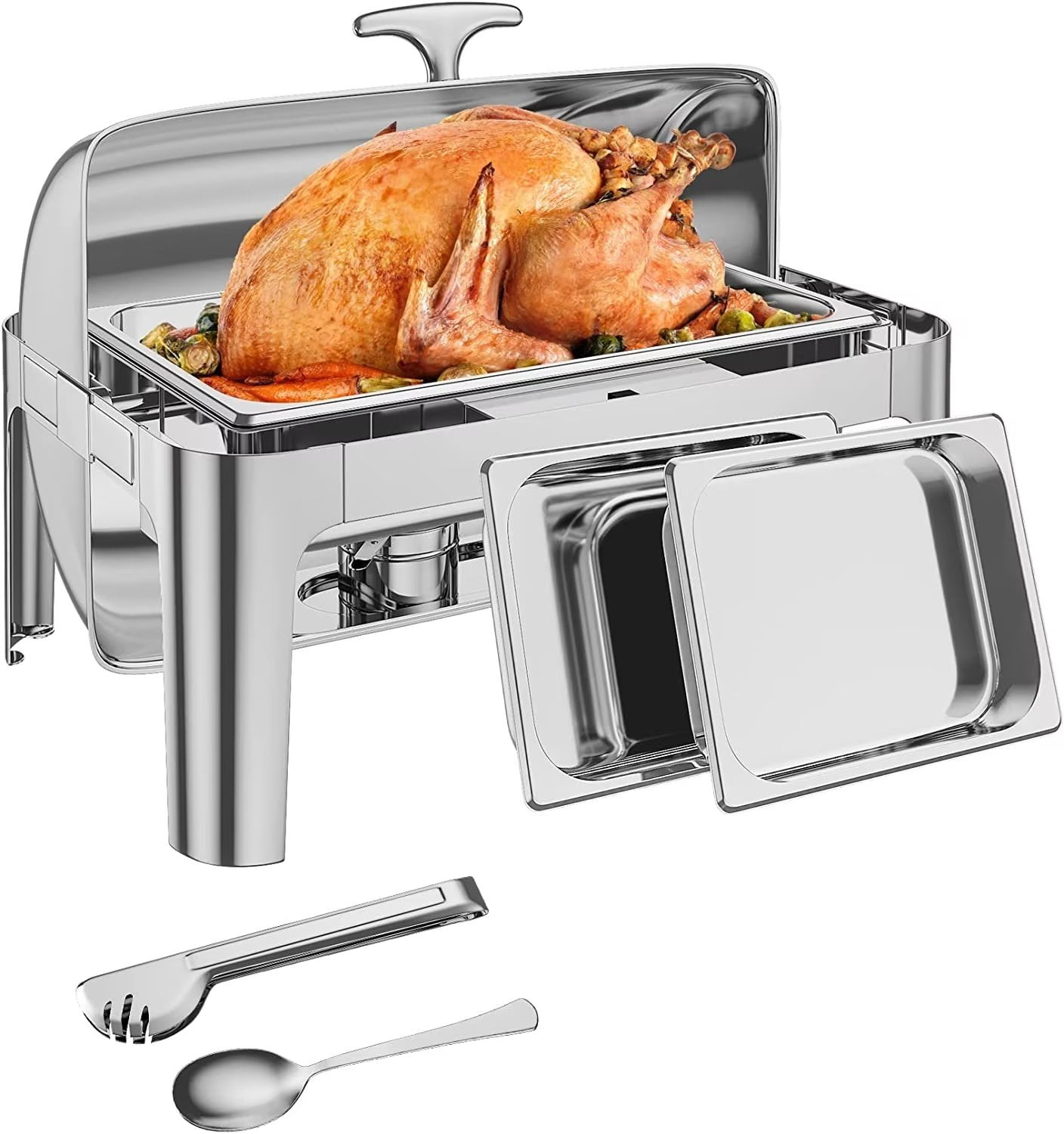 Simzone 9QT Chafing Dish Buffet Set, Stainless Steel Roll Top Buffet ...