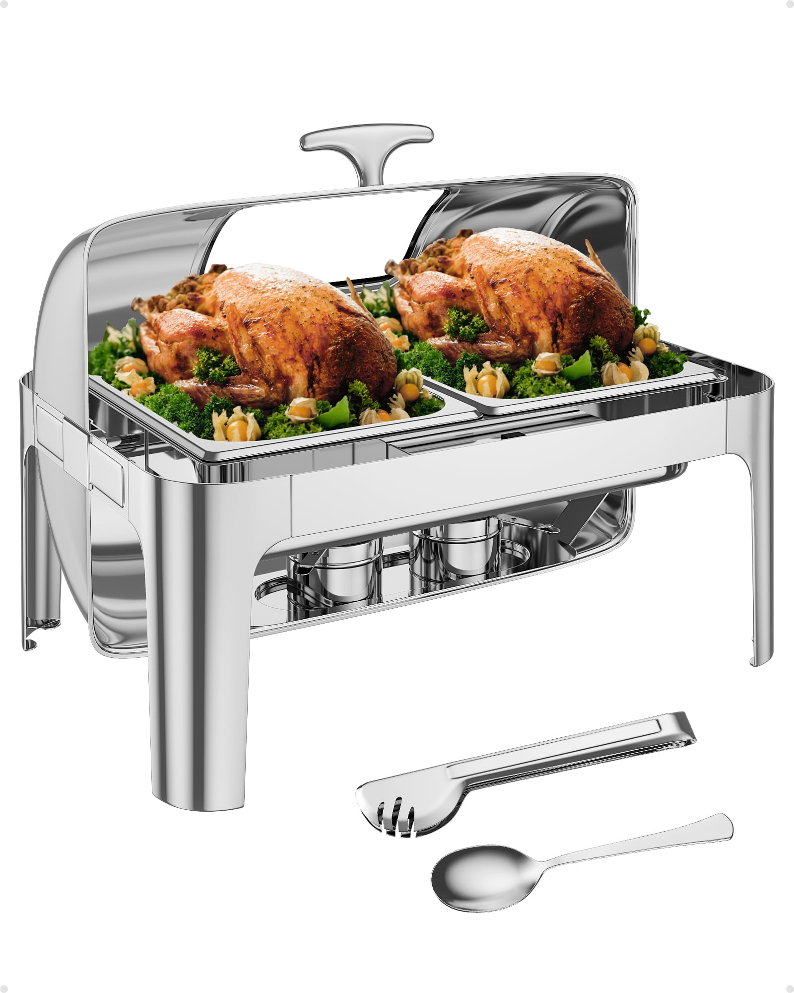 Simzone 9QT Visible Chafing Dish Buffet Set, Stainless Steel Roll Top ...