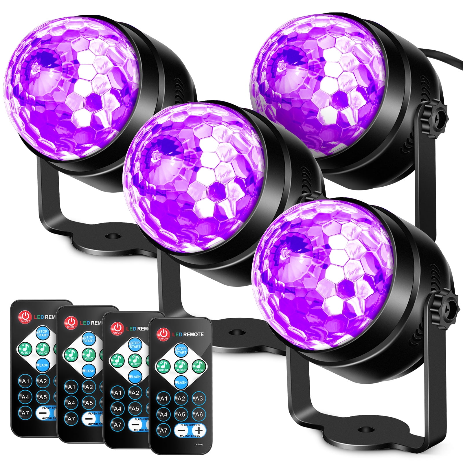 Simzone Black Light for Glow Party, 6W UV LED Disco Ball Strobe Lights ...