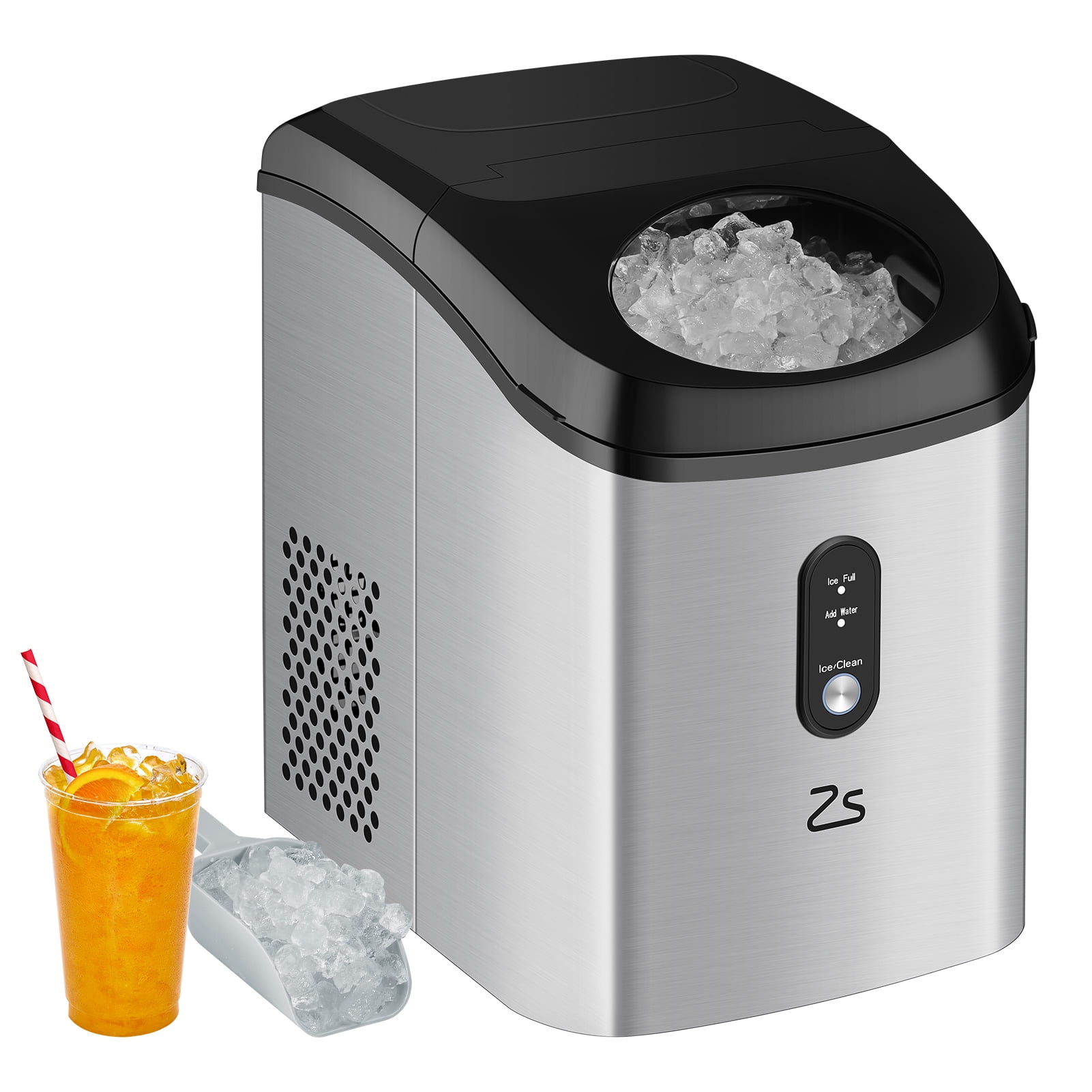 Simzone Ice Maker Stainless Steel Mini Countertop Ice Machine with ...