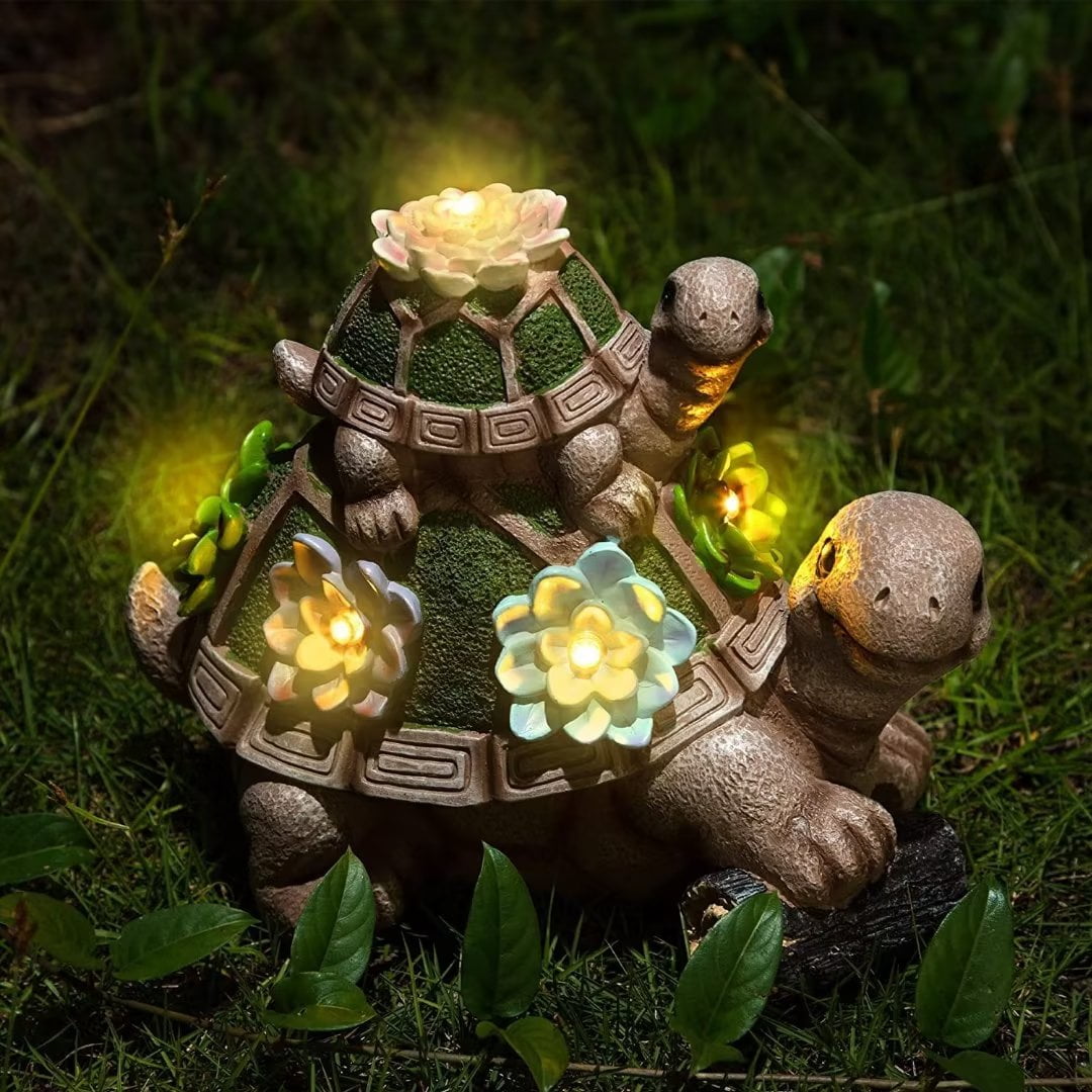 Simzone Solar Turtles Outdoor Garden Sculptures Statue for Garden ...
