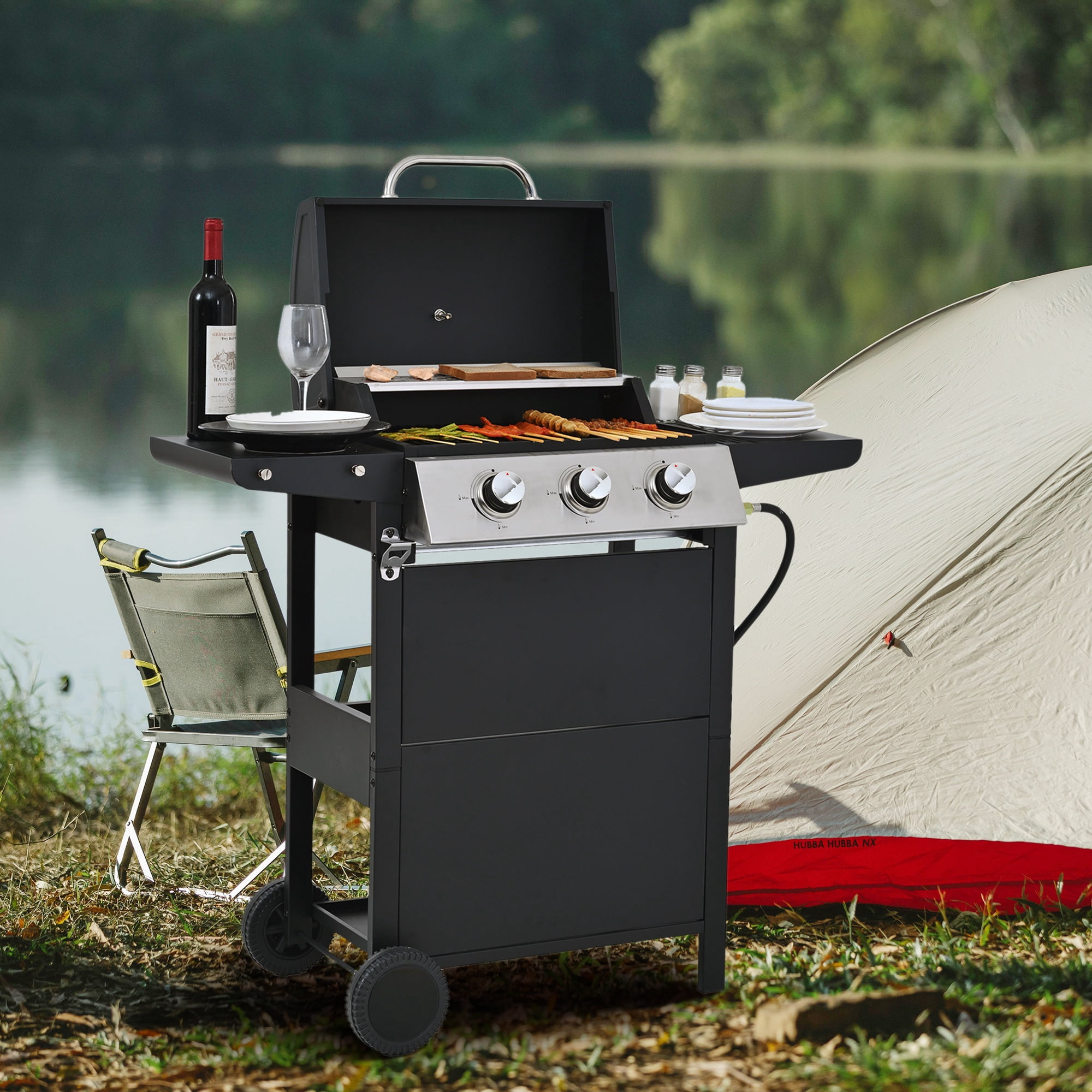 SinCiDo 3-Burner Propane Gas Grill, 26,000 BTU Stainless Steel Barbecue ...