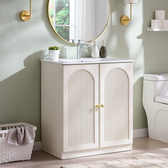 SinCiDo 30 Inch Bathroom Vanity with Sink, Arched Bathroom Vanity ...